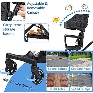 Wheelive Lightweight Stroller for Toddlers, 2-in-1 Stroller for Reversible Seat and Reclinable Backrest, Compact Travel Stroller with Sun Canopy and Adjustable Handles & Storage Basket