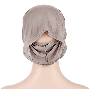 NICEYST 3pcs Women Under Scarf Hijab Cap Islam Muslim Solid Color Cross Turban Inner Hat Soft Stretch Jersey Bonnet Tube Cap (Black+White+Khaki)