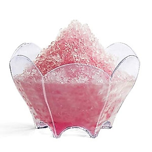 QXcom 60 Pieces 3 Oz 90ml Clear Plastic Ice Cream Petal Dessert Bowls Disposable Flower Shape Dessert Cake Snack Bowl Cups Sundae Dessert Bowls Salad Appetizer Serving Bowl Party Favor Wedding Bowl
