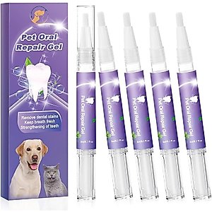FAFOUR Pet Oral Repair Gel, Eliminate Bad Breath, Targets Tartar, Without Brushing, Pet Breath Freshener Gel Care Cleaner, Pet Teeth Cleaning Pen (5PCS)
