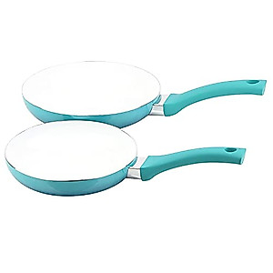 Ceramic Nonstick 12 Piece Cookware Set,Teal Ombre Pots and pans set Kitchen cookware sets Cast iron pan Cookware sets Pots and pans Nonstick pan Cast iron skillets,Blue,4378695