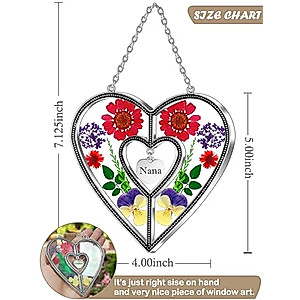 KY&BOSAM Heart Sun Catcher-Stained Glass Panles Nana Suncatchers Hangings for Windows Wind Chime Ornament Nana Gifts - Gifts for Nana Mother`s Day Birthday Christmas