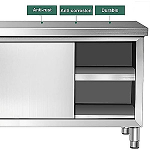 Business Hotel Kitchen Work Catering Table, Stainless Steel Table Commercial Work Prep Table with Adjustable Lower Galvanized Shelf Heavy Duty Table for Restaurant, Kitchen Rack (Size : 100x50x80cm)