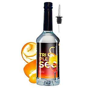 Triple Sec Syrup Non-Alcoholic (1 Liter) Sweet & Citrus Orange Flavor, Great for Cocktails, Mocktails + ATREVO™ Liquor Pourer Dispenser Bundle