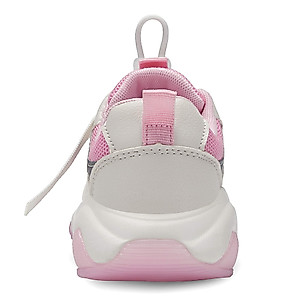 Hetios Kids Fashion Sneakers Hook and Loop School Uniform Sneaker Outdoor Lightweight Breathable Athletic Running Walking Shoes for Girls Boys Pink Little Kid US Size 2