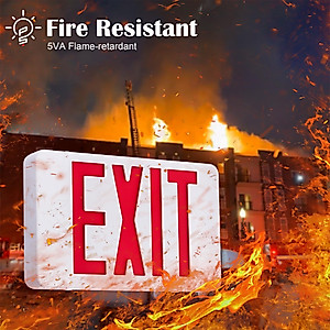 Gruenlich LED Exit Sign, Emergency Light with Double Face and Battery Backup, UL 924 Qualified, AC 120/277V, US Standard Hardwired Red Letter Exit Lights Combo for Business, 1-Pack