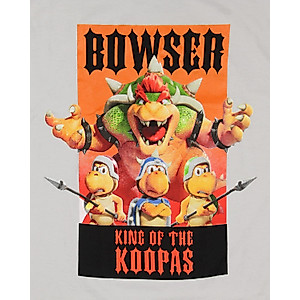 Super Mario Bros Movie Shirt Men's Bowser King Of The Koopas Adult T-Shirt (X-Large, Grey)