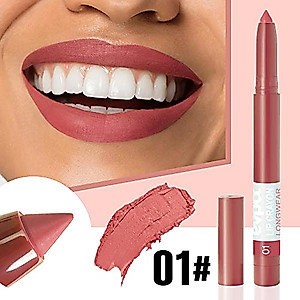 BINGBRUSH 3 Colors Crayon Matte Longwear Lipstick Pack Set,Moisture Smooth Lipliner With Built-in Sharpener Ultimate for Makeup- Nourishing Lipgloss