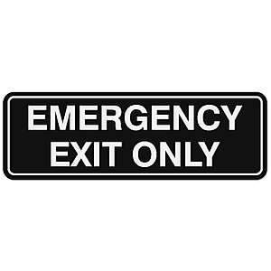 Signs ByLITA Standard Emergency Exit Only Sign - Easy Installation | Durable Wall or Door Sign (Black) - Large