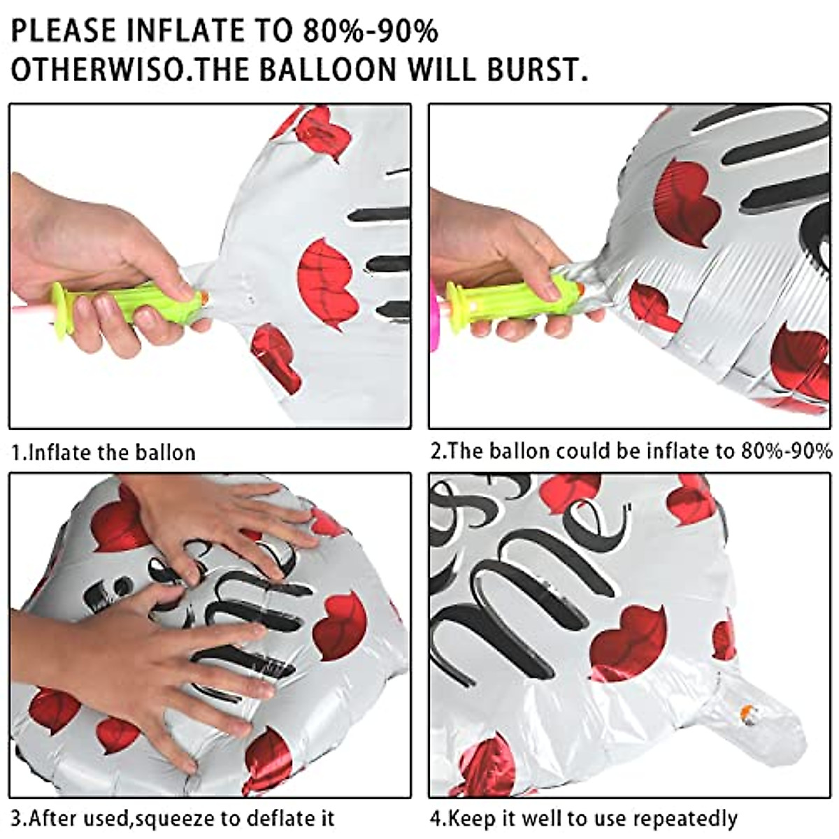 Valentines Day Decorations, 64Pcs Pink White Heart Print Balloons Heart Confetti Balloons Foil Balloons for Valentines Day Proposal Engagement Wedding Party Decorations