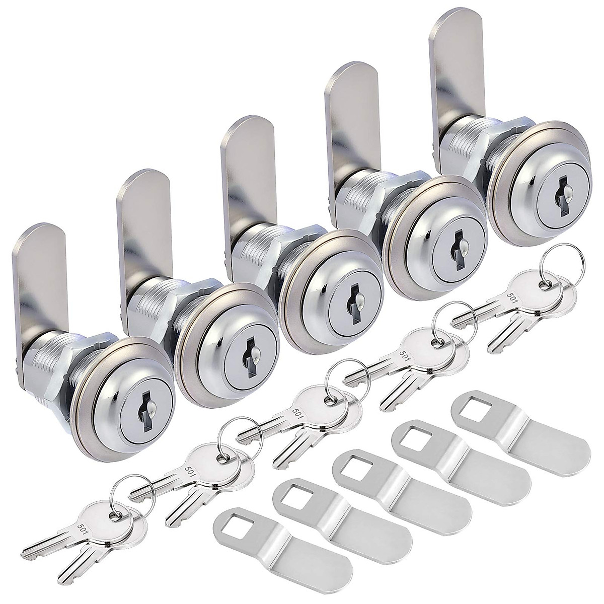 Kohree Cabinet Locks with Keys, 1-1/8 Inch (28mm) RV Locks Cam Locks for Tool Box, Mailbox Locks 5 Pack Keyed Alike, RV Storage Locks, RV Compartment Locks, Drawer Lock, Cylinder Lock, Zinc Alloy
