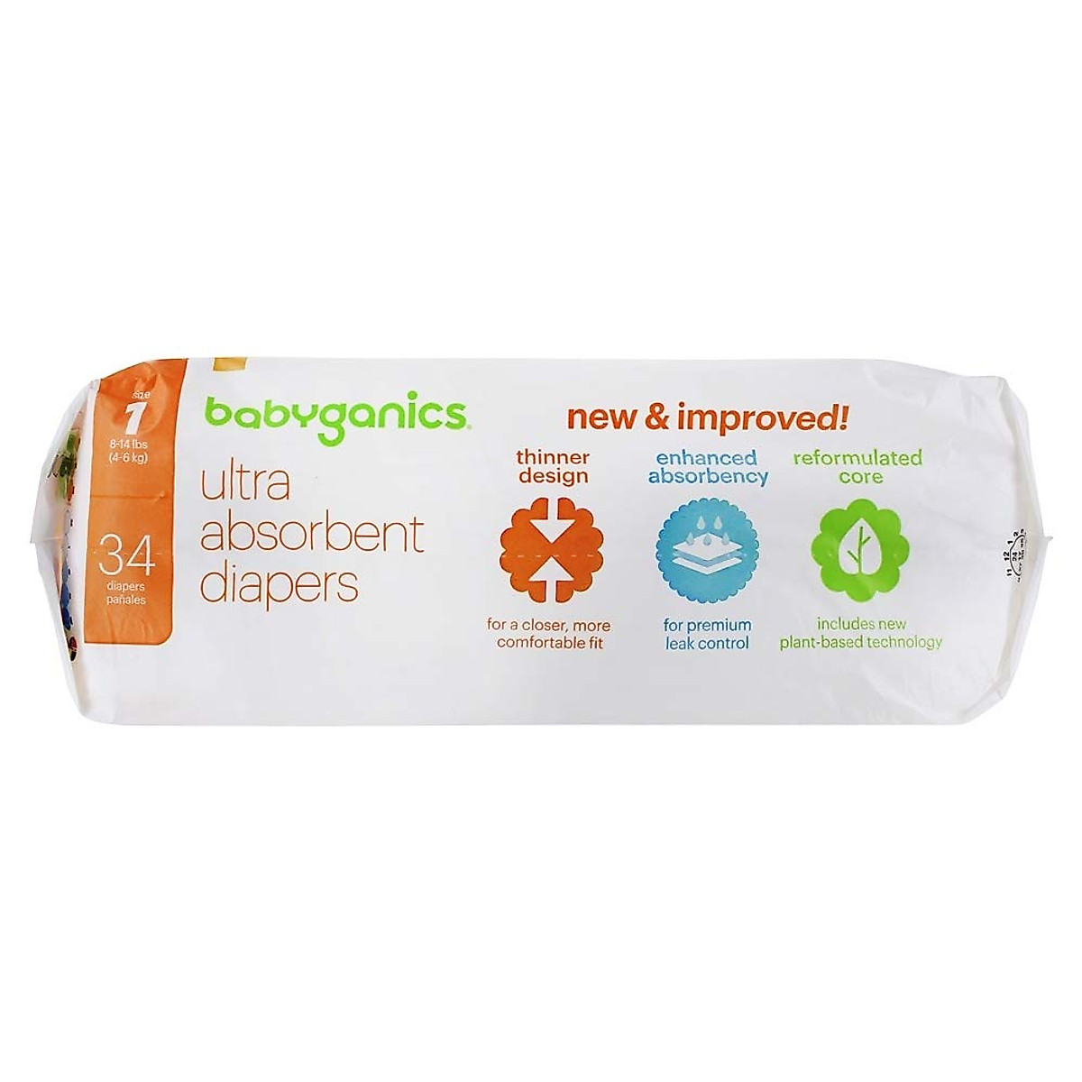 BabyGanics - Ultra Absorbent Diapers Stage 1 (8-14 lbs.) - 34 Diaper(s)
