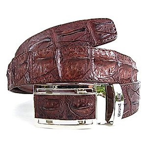 Julie Genuine Real Backbone Crocodile Skin Leather Men's Brown Belt 48"