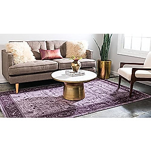 Unique Loom La Jolla Collection Farmhouse, Contemporary, Botanical, Traditional, Vintage Area Rug, 10 x 13 ft, Violet/Dark Purple