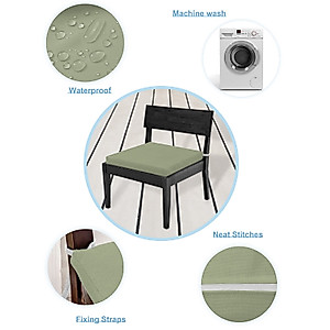 Hokiten Sage Green Outdoor Cushion Chair Cover Set of 2 - Waterproof Couch Seat Covers, Farmhouse Sage Green Decor Patio Furniture Protector Cushions Slipcovers for Sofa/Garden/RV, 20"x18"x4"