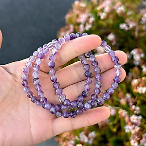 Adabele Real Natural Purple Amethyst Bracelet 7 Inch Stretch Gemstone Beaded Bracelet Chakra Healing Crystal Stone Jewelry Women Mom Gift GB6-A16