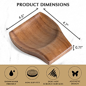 Wood Spoon Rests for Kitchen Counter - Cooking Spoon Holder for Stove Top, Modern Coffee Spoon Rest, 2 pcs Spatula Rest Holder