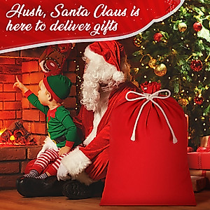 Newwiee 6 Pcs Large Christmas Canvas Gift Bag 26.7 x 19.7 Inch Santa Sublimation Blank Red Bag Reusable Canvas Drawstring Bag Xmas Canvas Sacks for DIY Presents Package Storage Party Supplies