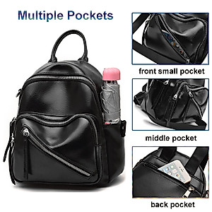 Women Cute Mini Leather Backpacks, Convertible Shoulder Bag Casual Holiday Small Rucksack, Brown