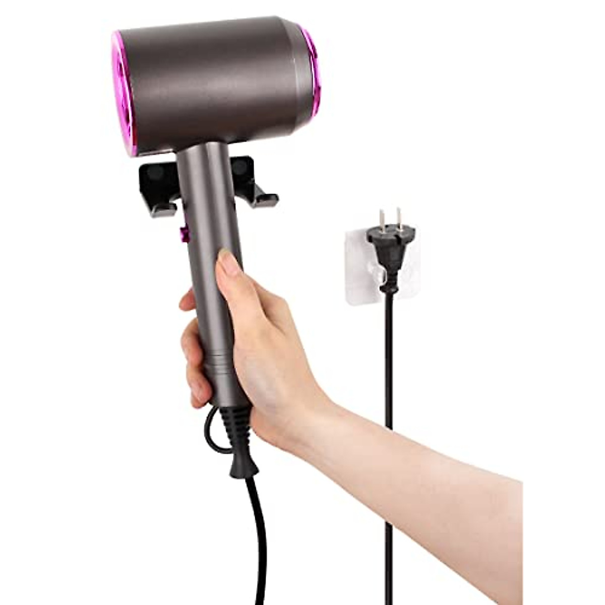 Universal Hair Dryer Bracket Wall Mount Shelf Hair Dryer Holder, Wall Mount Bathroom Hair Blow Dryer Rack, Wall Hair Dryer( Black)