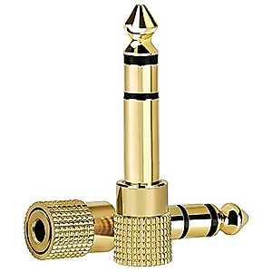 WISYIFIL 1/4 inch to 3.5mm Stereo Audio Adapter, 1/8 inch（3.5mm） Female to 1/4 inch（6.35mm） Male Stereo Audio Headphone TRS Jack Cable Converter for Guitar Amp,Digital Piano,Gold Plated Copper 2 Pack