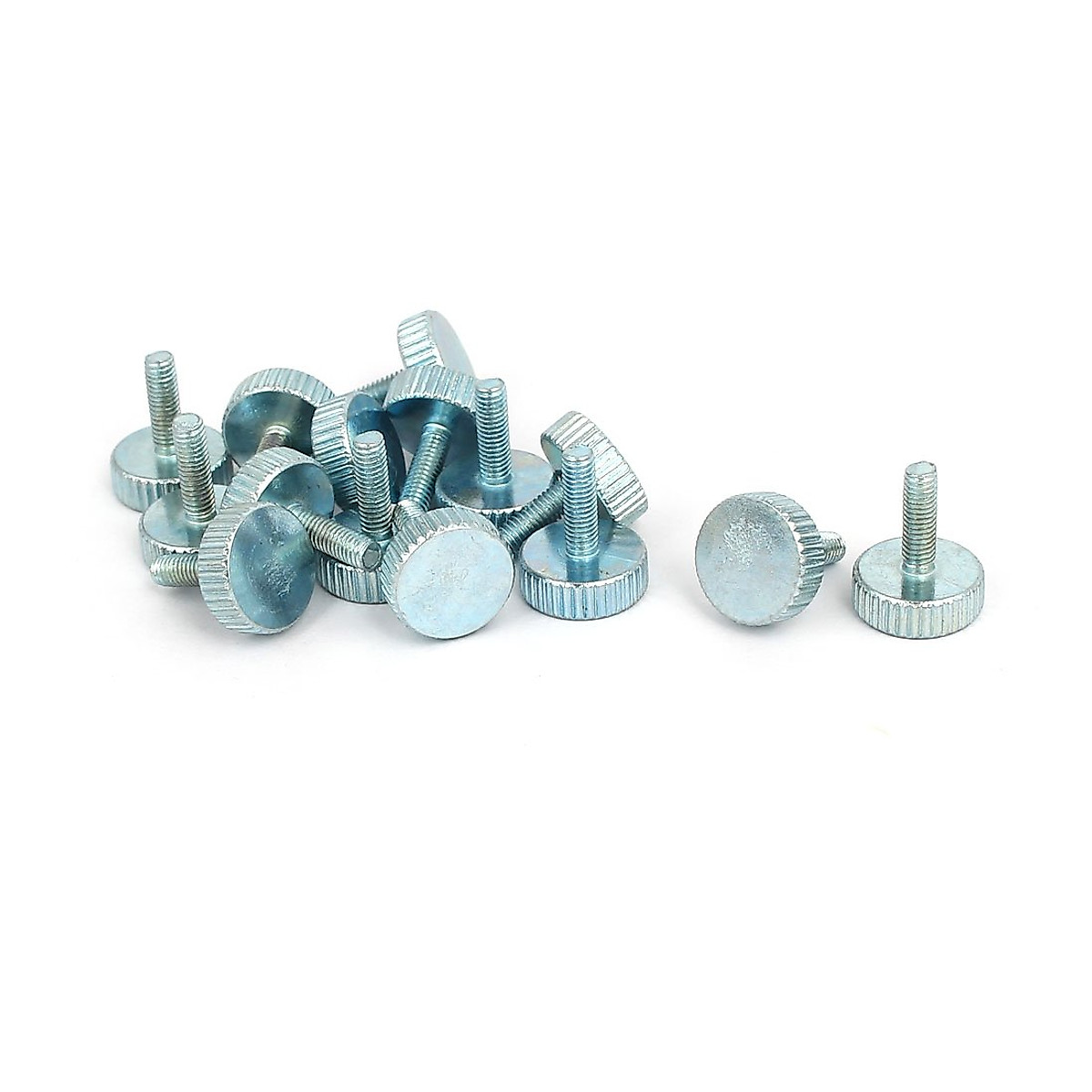 uxcell M3x10mm Knurled Head Flat Point Fully Threaded Thumb Screws Fastener 14mm Total Length 15pcs