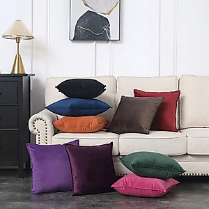 MIULEE Pack of 2 Decorative Velvet Throw Pillow Cover Soft Pillowcase Solid Square Cushion Case for Sofa Bedroom Car 22x22 Inch Black