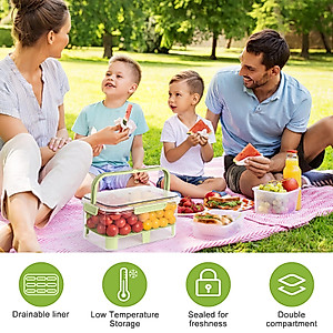 YUNLINLI 3 Pcs Large Fruit Storage Containers For Fridge with Removable Colanders, Airtight Food Storage Containers with Lids, Reusable Produce Saver with Handle, Stackable Plastic Fruit Veggie Saver