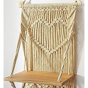 MAKEONEWO Macrame Wall Hanging Shelf Set of 2 Macrame Shelves Handmade Decorative Floating Boho Shelf-Plant Shelf Display Rack to Organize and Decor for Living Room, Bedroom, Bathroom (10" W/2 Tier)