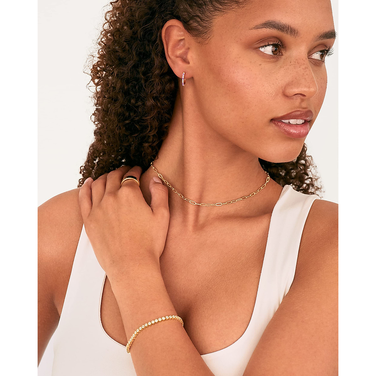 PAVOI 14K Gold Plated Paperclip Chain Necklace | Adjustable Necklaces for Women (S, Gold Plated)