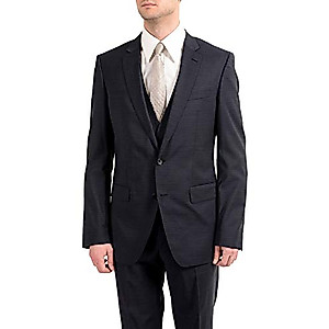 Hugo Boss "Huge6/Genius4WE Men's 100% Wool Three-Piece Suit US 40L IT 50L Blue