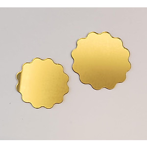 20pcs of Gold Acrylic Wedding Place Card,Mirrored Scallop Place Card,Laser Cut Wavy Circle Acrylic Seating Chart,Acrylic Place Card,Name Place Card (Gold Mirror, 3'')