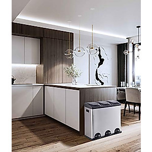 Step N' Sort The 16-Gal. 3-Compartment Stainless Steel Trash and Recycling Bin