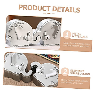 Kisangel 1 pair box Kids and Curl Shower Elephant Container Silver Keepsake Save Souvenir St Toddler Storage Saver for Fairy Organizer First Metal Teeth Holder Tooth
