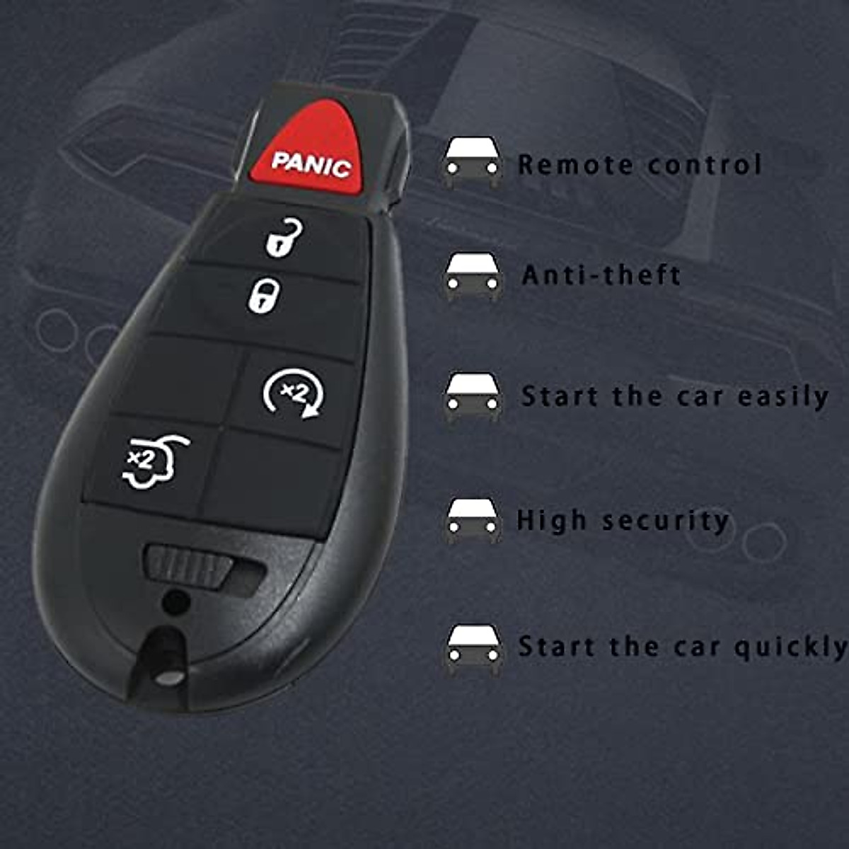 2X 5-Buttons Keyless Entry Remote Key Fob Replacement Fit for Jeep Grand Cherokee 2008 2009 2010 2011 2012 2013