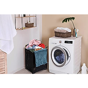 Eslite 42L Collapsible Plastic Laundry Baskets,Foldable Laundry Hamper,Pack of 2 (Black)