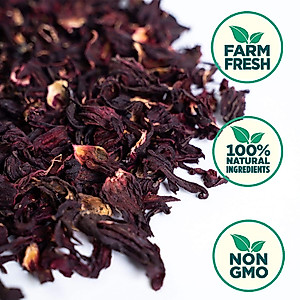 RICO Dried Hibiscus Flowers 4 oz, Great For Tea, Jamaica Tea - 100% Natural Flowers, Cut and Sifted Packaged In Resealable Bag