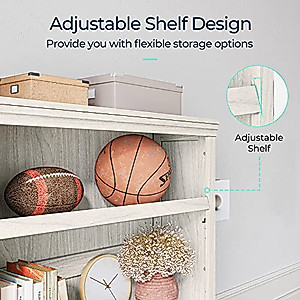 LINSY HOME 5 Shelf Bookcase, Bookshelves Floor Standing Display Storage Shelves 68 in Tall Bookcase Home Decor Furniture for Home Office, Living Room, Bed Room - White Oak