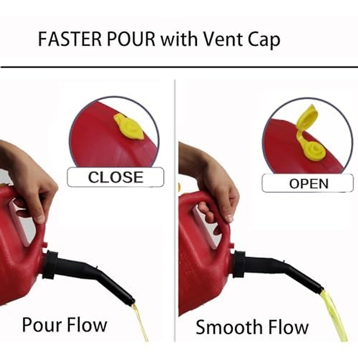 Gas Can Spout Replacement Universal Kit Leakproof Angle Nozzles Gasket Filter Screen Vent Cap Drill Bit for Old Style Gas Can Compatible with Midwest Blitz Gott Rubbermaind Essence Scepter (4black)