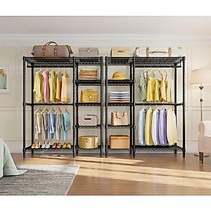 VIPEK V7 Basic Garment Rack for Hanging Clothes Heavy Duty Clothes Rack with Shelves, Portable Closet Rack Metal Clothing Rack 5 Tiers Freestanding Closet Wardrobe System, Max Load 670lbs, Black