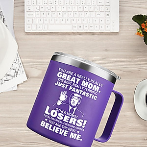 Abledn Christmas Gifts for Mom, Women, Wife - You're A Really Great Mom Coffee Mug - Christmas Gifts for Mom Women Wife, Mother Birthday Gifts for Mom from Daughter Son (14OZ Purple)
