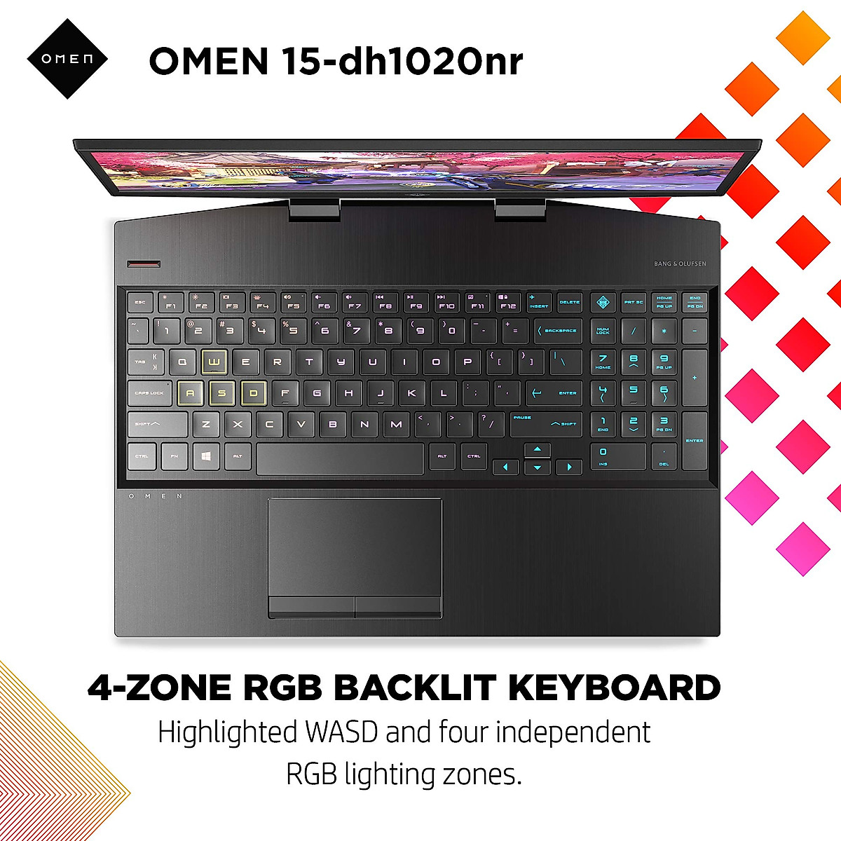 OMEN 15 Gaming Laptop, NVIDIA GeForce GTX 1660 Ti, Intel Core i7-10750H, 8 GB DDR4 RAM, 512 GB PCIe NVMe SSD, 15.6" Full HD, Windows 10 Home, RGB Keyboard (15-dh1020nr, 2020 Model)