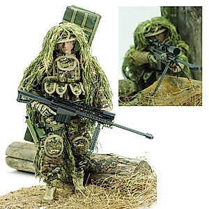 ViiKONDO 1/6 Scale Jungle Sniper Action Figure Toy Army Men 12inch Soldier Figurine Model Full Set Collection Weapon Accessories Military Fan Gift