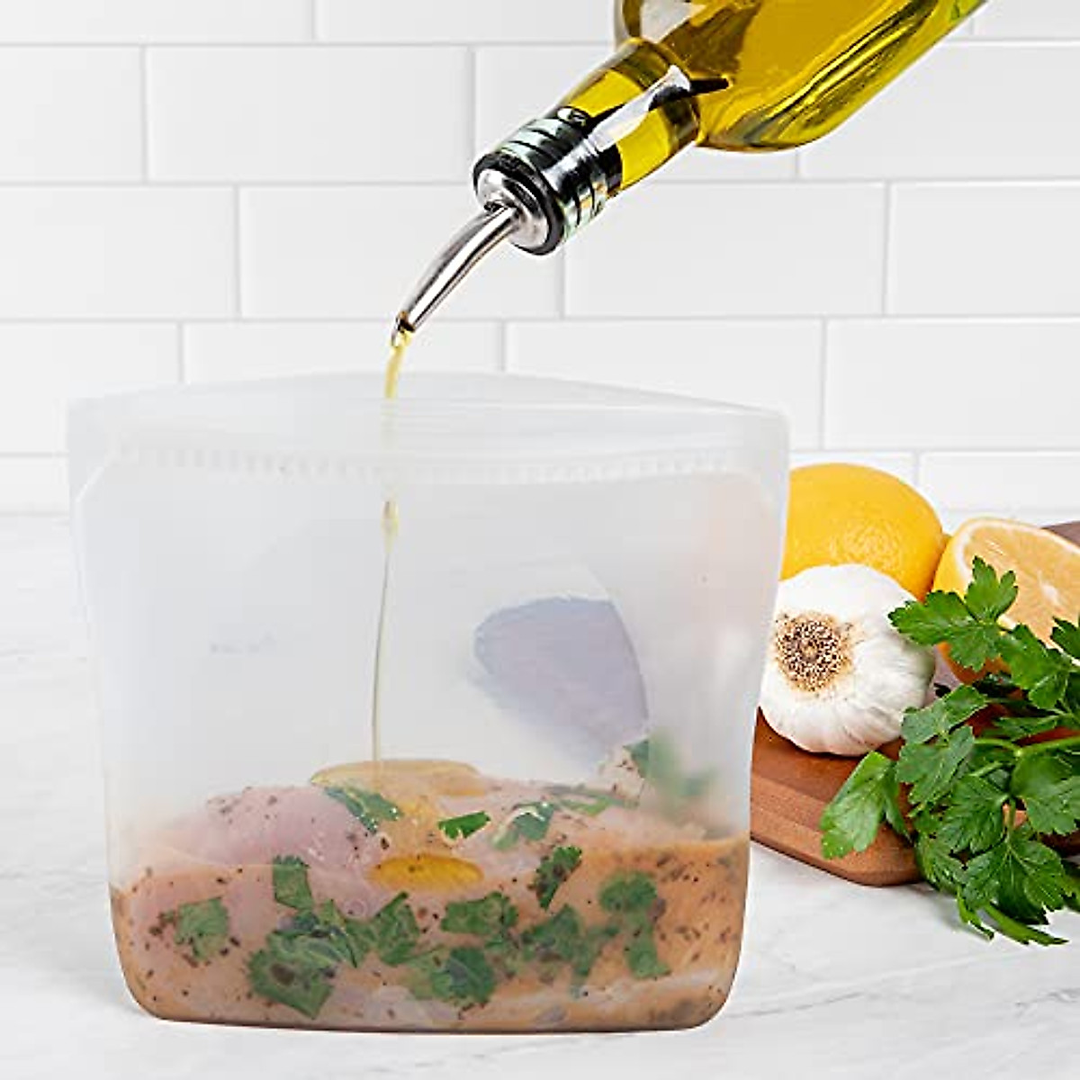 Progressive International ProKeeper Large, 3 Cup Reusable, 100% Silicone Sandwich Bag, Clear