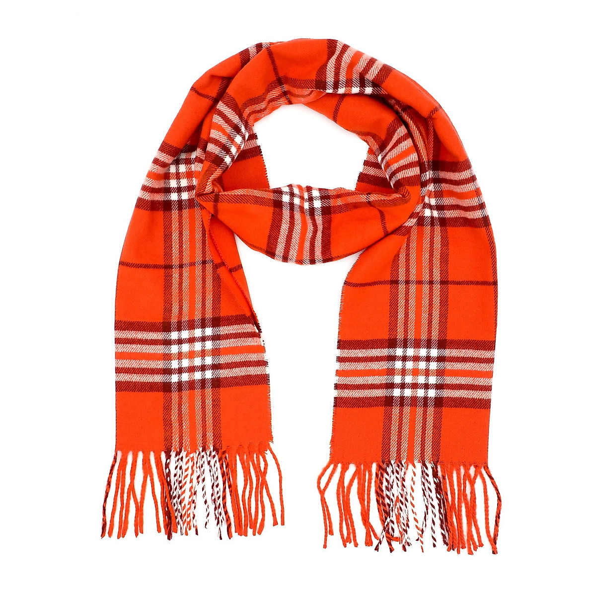 Achillea Scottish Tartan Plaid Cashmere Feel Winter Warm Scarf Unisex (Orange Plaid)