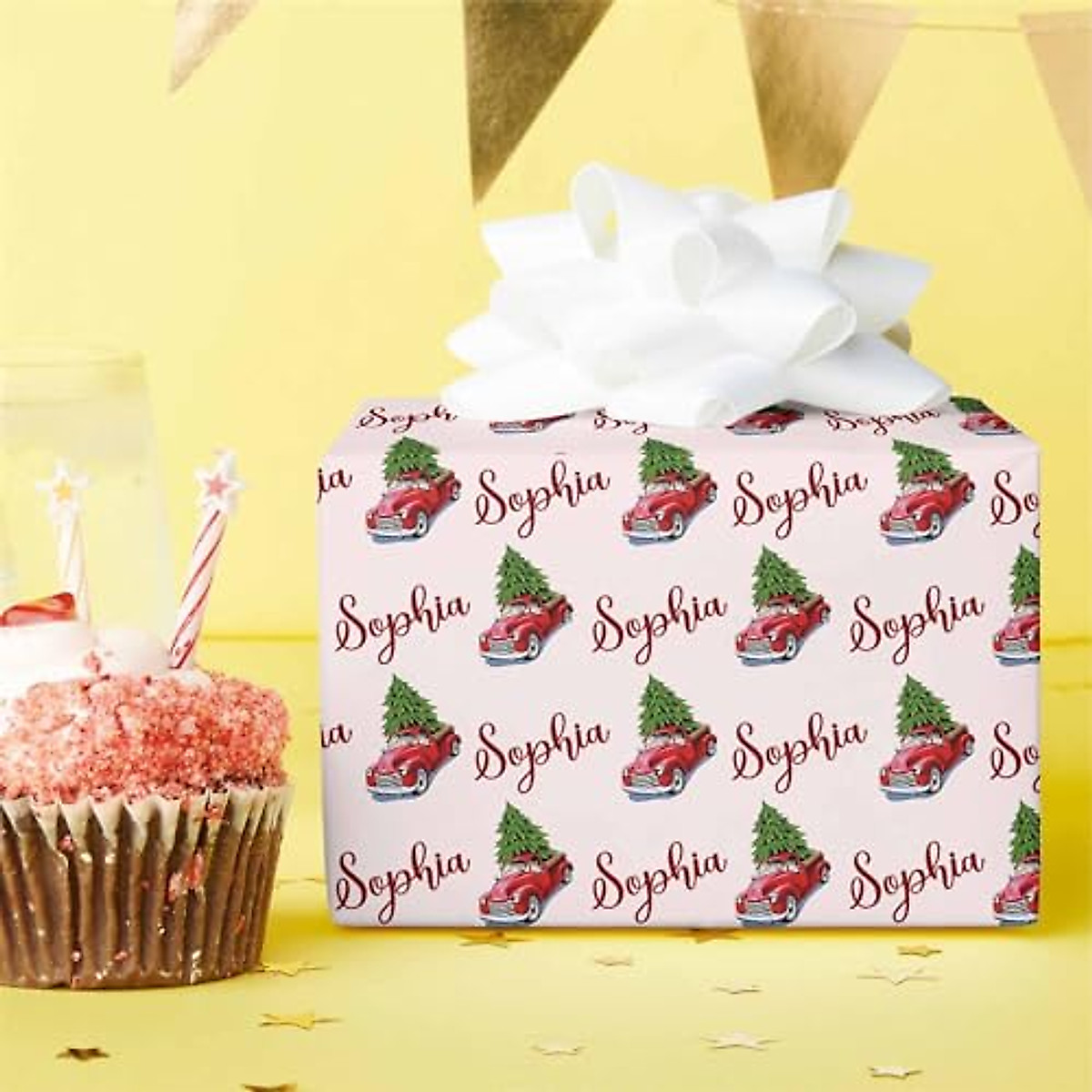 InterestPrint Personalized Christmas Paper Wrapping Paper Roll Design Funny Wrapp PapersCar for Boys Girls Baby Shower Wedding Anniversary