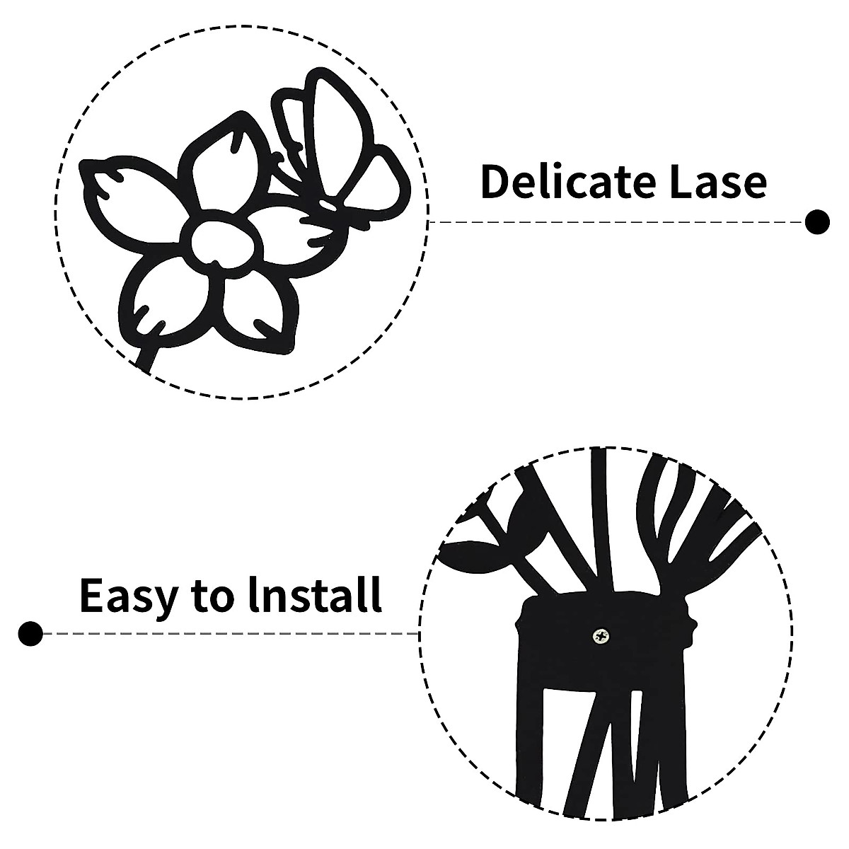 Set of 3 Metal Vase Flowers Wall Art Metal Flower Wall Art Wall Decor Hanging Iron Wall Sculptures Hanging for Home Bedroom Bathroom Kitchen Garden Outdoor and Indoor Housewarming Gift Large (Black)