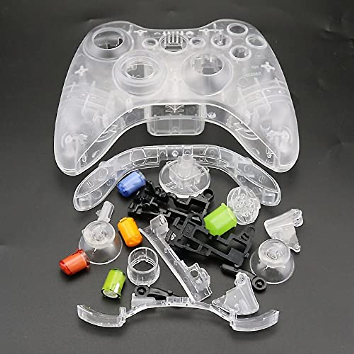 Full Hard Case Housing Shell Buttons Mod Kit Component Cover for Xbox 360 Game Controller (A-Clear)