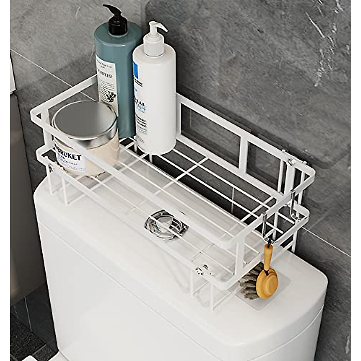 tristonsong 2-Tier Bathroom Over The Toilet Storage Shelf Countertop Organizer Kitchen Storage Organization with Wire Bracket Black