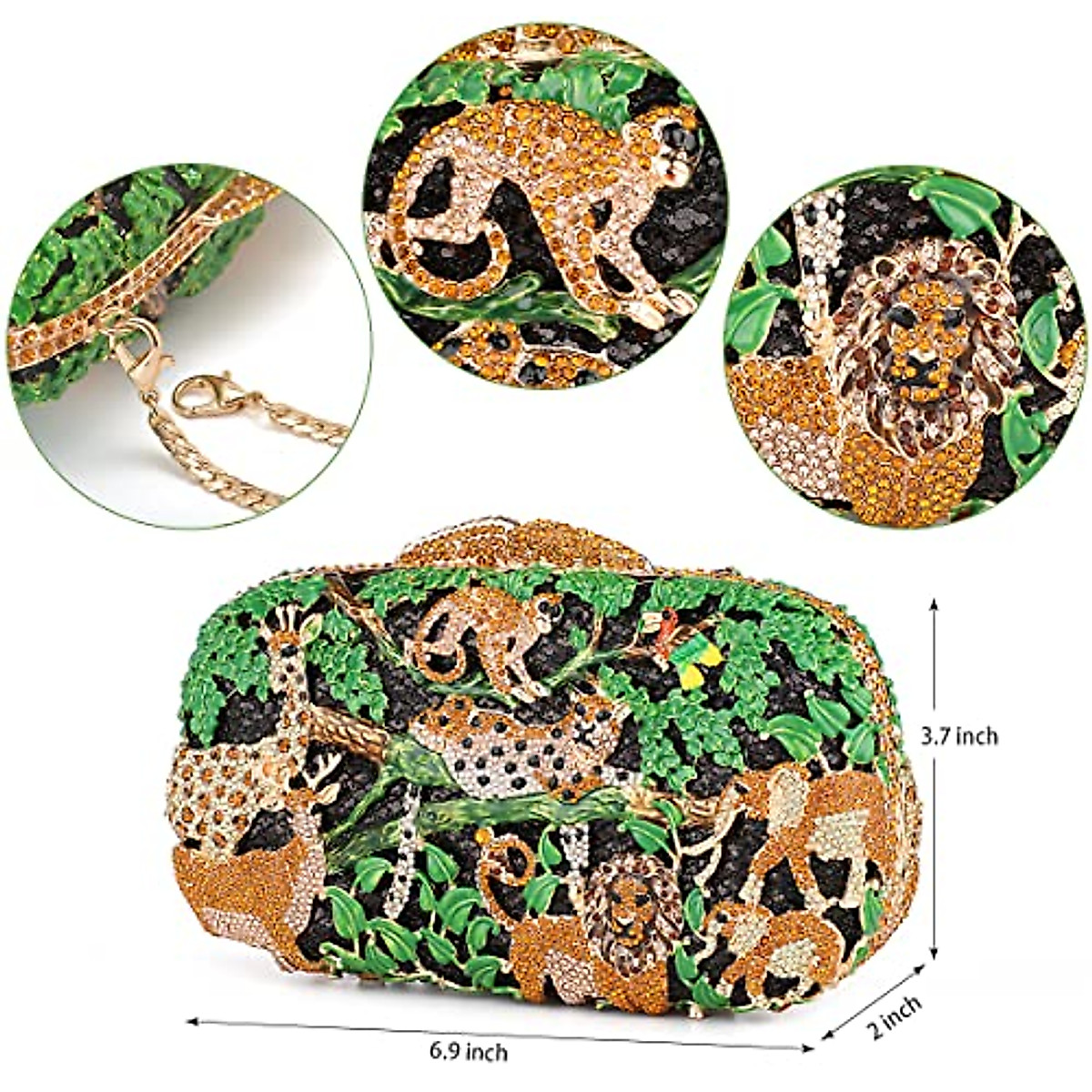 Rhinestone Crystal Evening Clutch Bag Animal Pattern Designer Purses for Women